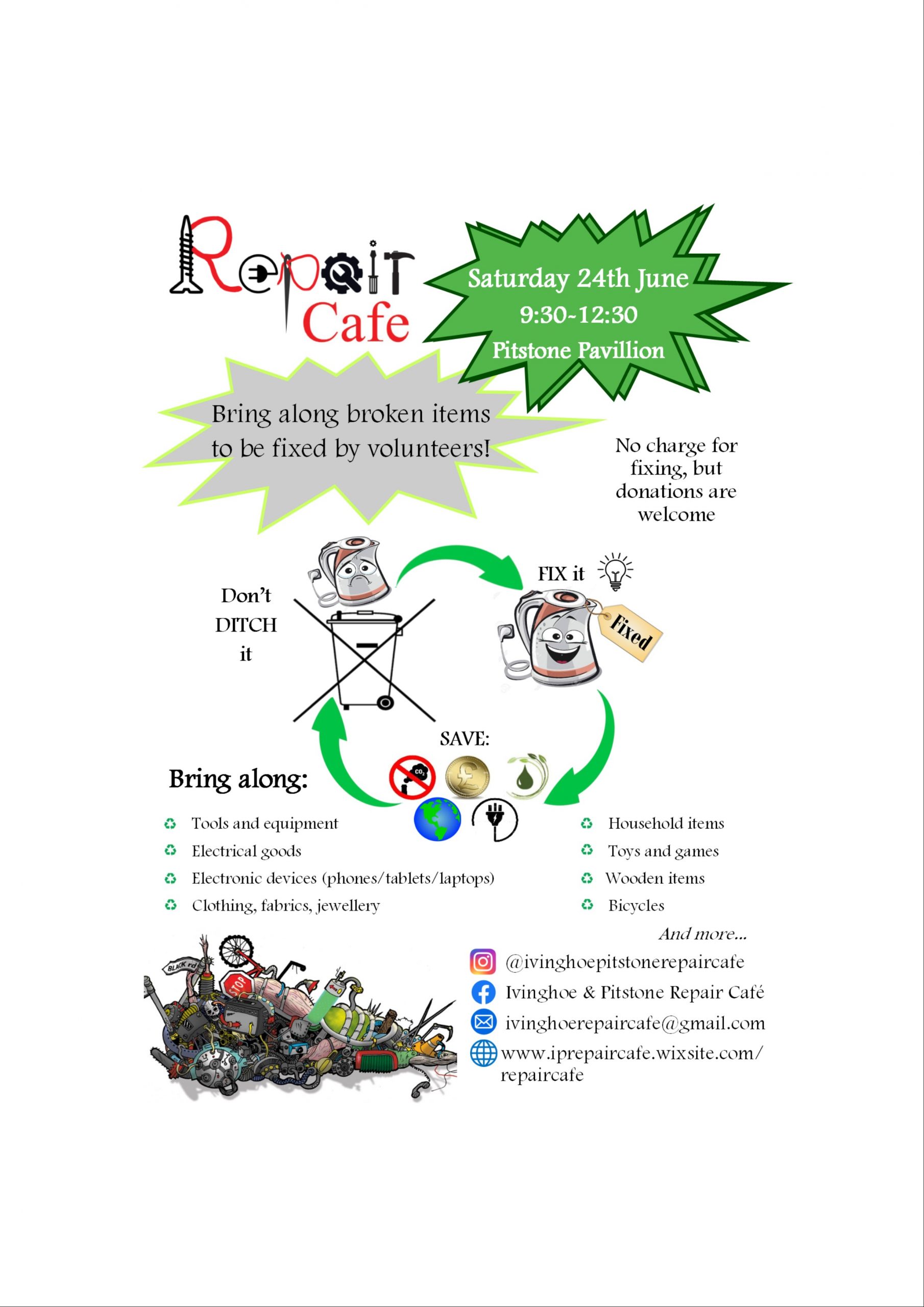 Repair cafe 24 June 2023 at Pitstone Pavilion – Ivinghoe & Pitstone ...